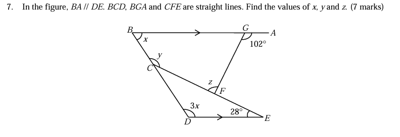 Solved In the figure, BA??DE.BCD,BGA and CFE are straight | Chegg.com