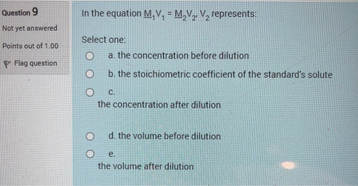 Solved Question 9 In the equation MV, - MV, V, represents: | Chegg.com