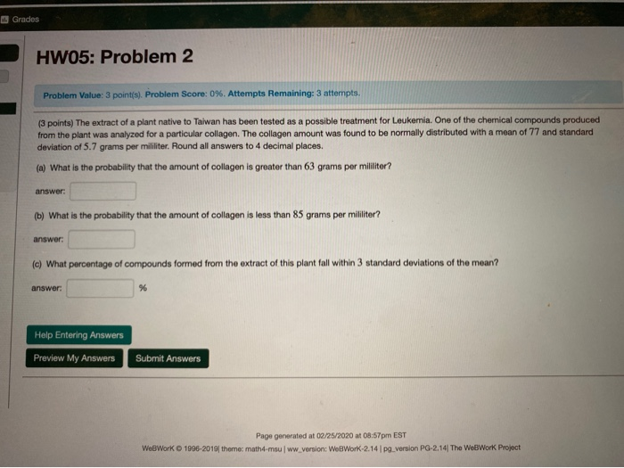 Solved Grades HW05: Problem 2 Problem Value: 3 points). | Chegg.com