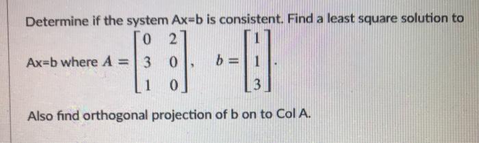 Solved Determine if the system Ax=b is consistent. Find a | Chegg.com