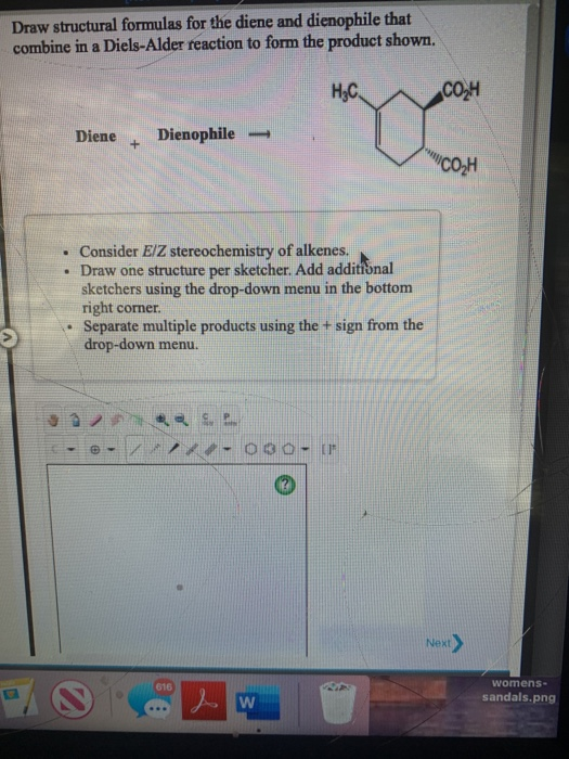 Solved Draw structural formulas for the diene and dienophile | Chegg.com