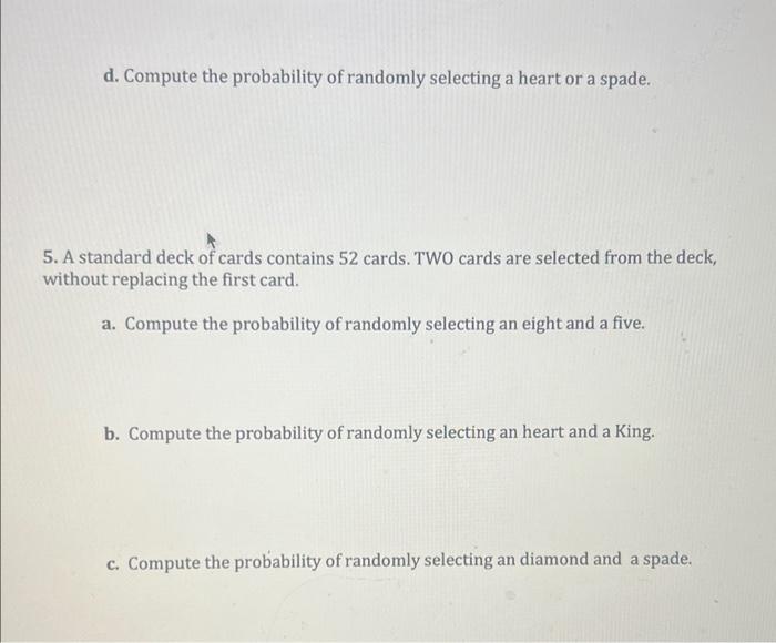 Solved 4. A standard deck of cards contains 52 cards. One | Chegg.com