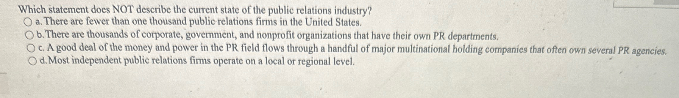 Solved Which statement does NOT describe the current state | Chegg.com