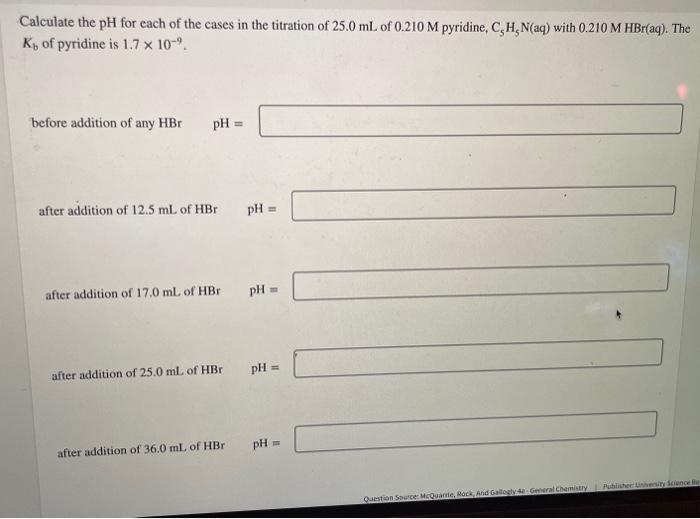 Solved Calculate the pH for each of the cases in the | Chegg.com