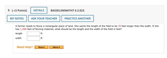 Solved 9. [-/2 Points] MY NOTES DETAILS ASK YOUR TEACHER | Chegg.com