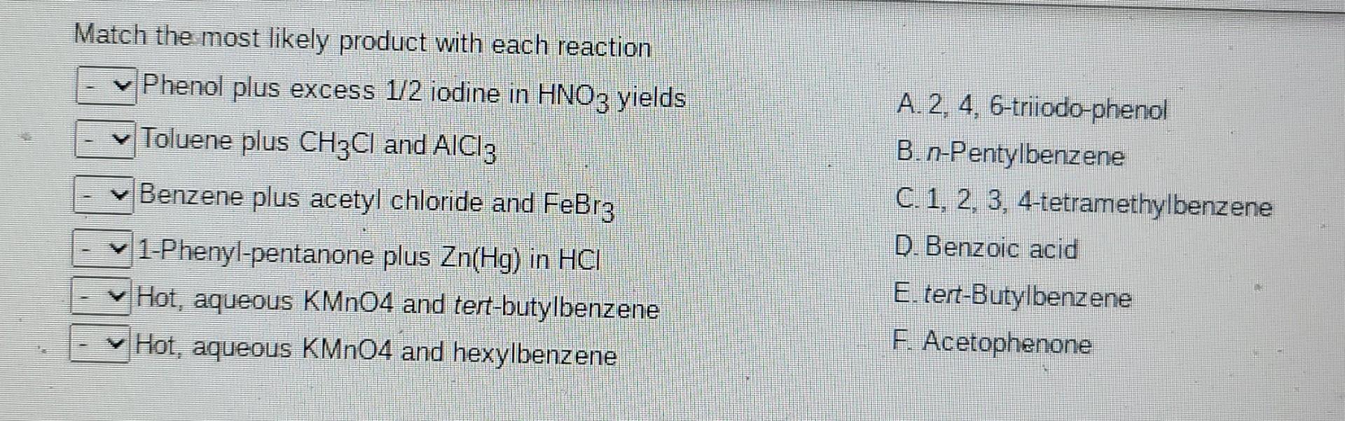 Solved Phenol plus 1) HNO3/H2SO4; 2) Br2 + AlCl3; 3) 12 12, | Chegg.com