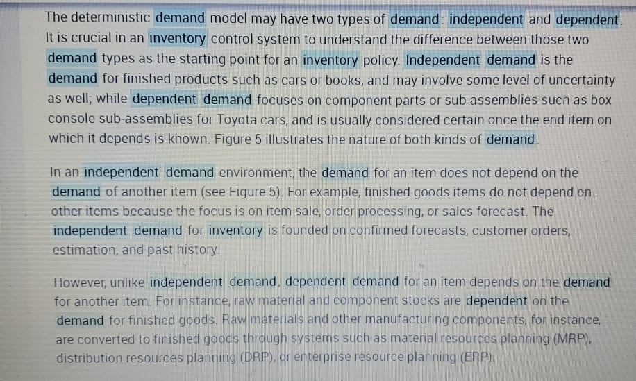 Solved The deterministic demand model may have two types of | Chegg.com