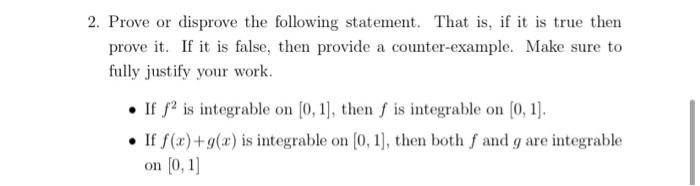 Solved 2. Prove or disprove the following statement. That | Chegg.com