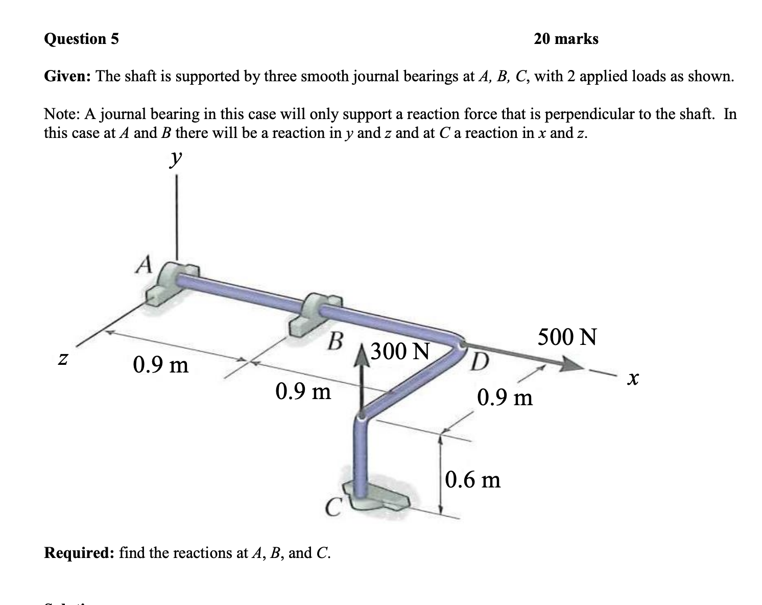 Solved Question 520 ﻿marksGiven: The shaft is supported by | Chegg.com