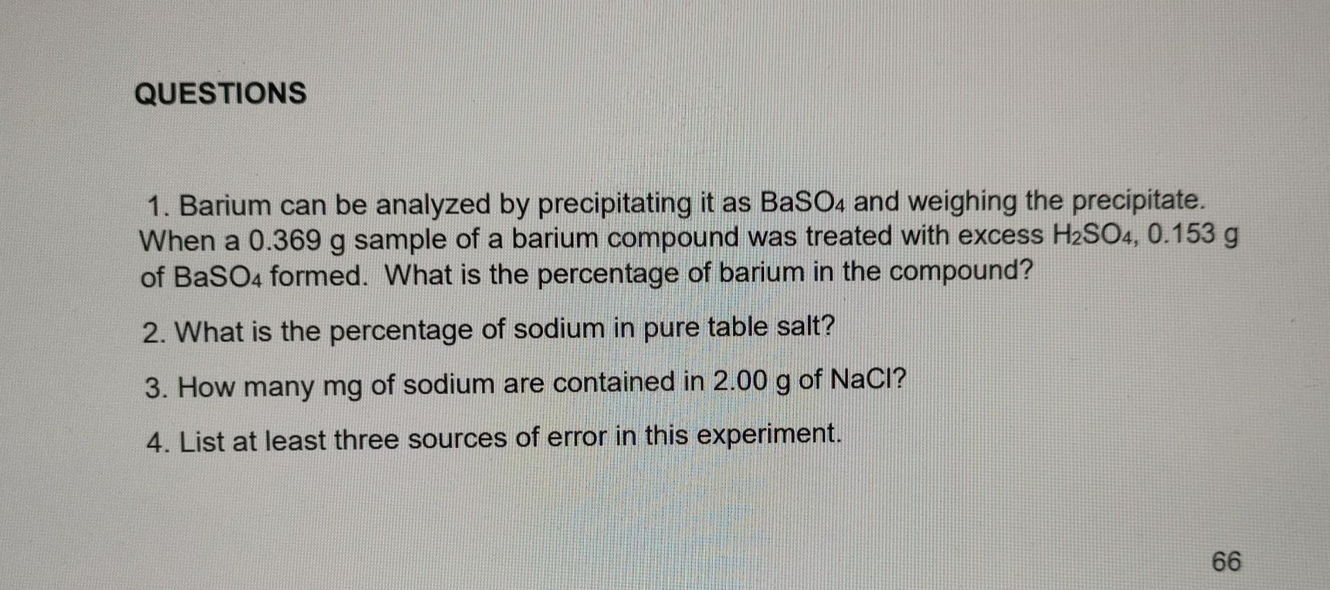 1. Barium can be analyzed by precipitating it as | Chegg.com