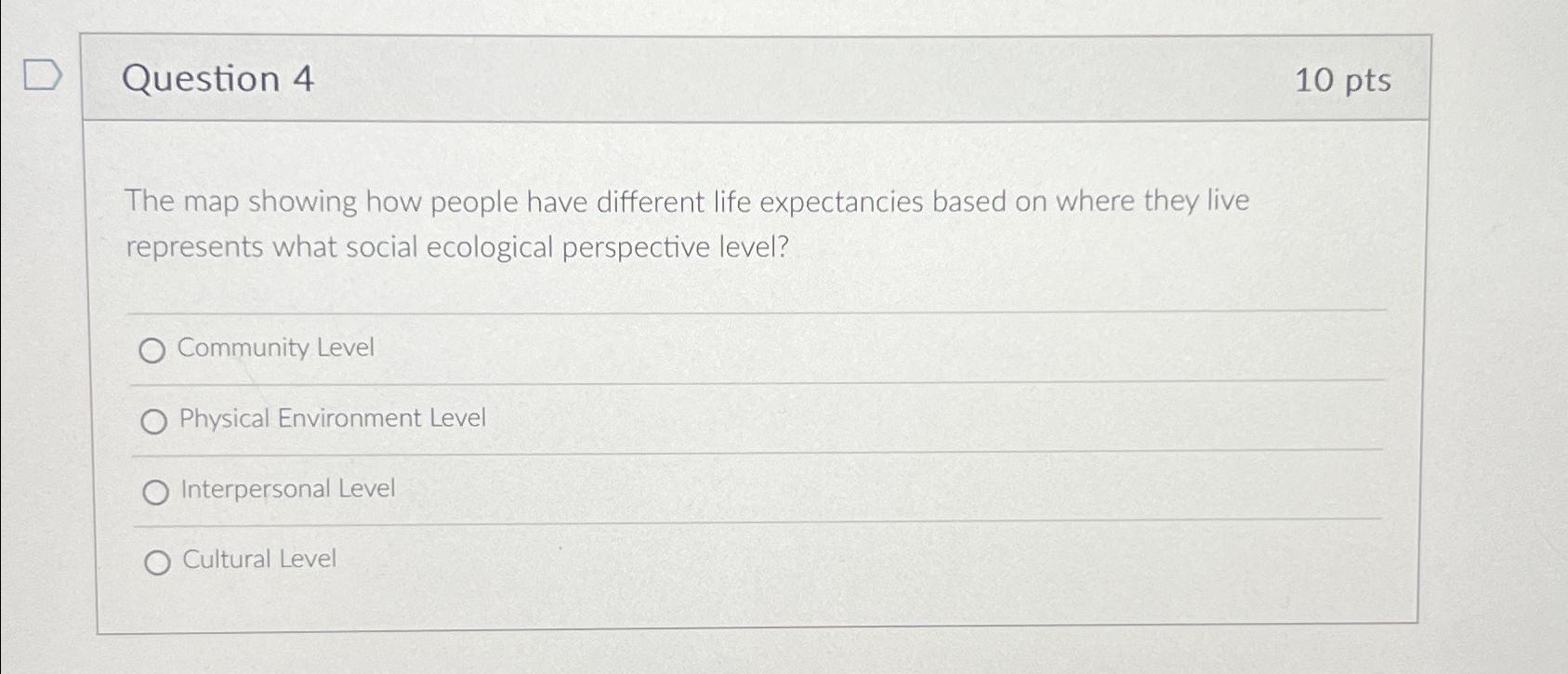 Solved Question 410 ﻿ptsThe map showing how people have | Chegg.com