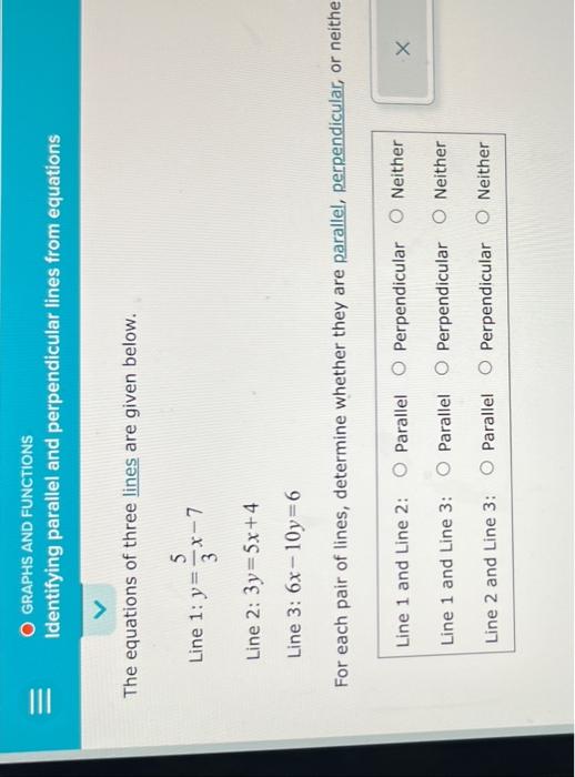 Solved GRAPHS AND FUNCTIONS Identifying parallel and | Chegg.com