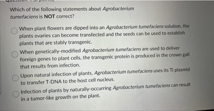 Solved Which of the following statements about plant | Chegg.com