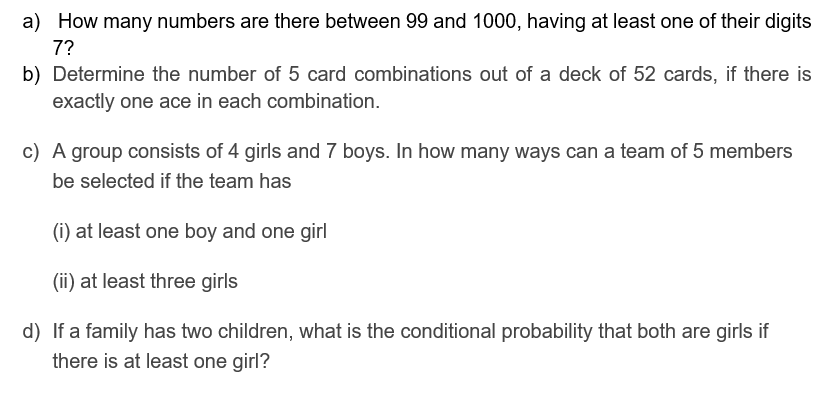 Solved a) ﻿How many numbers are there between 99 ﻿and 1000 , | Chegg.com