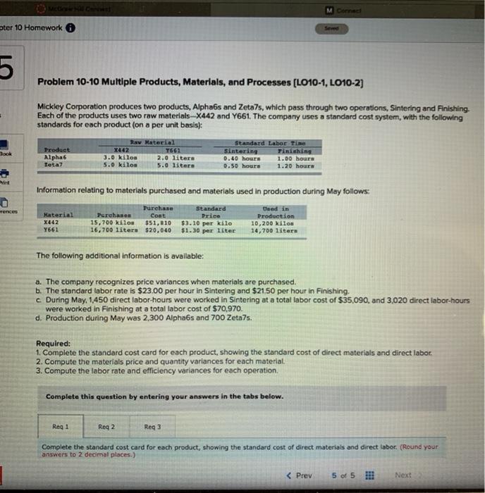 Solved M Connect pter 10 Homework 5 Problem 10-10 Multiple | Chegg.com Solved M Connect pter 10 Homework 5 Problem 10-10 Multiple | Chegg.com