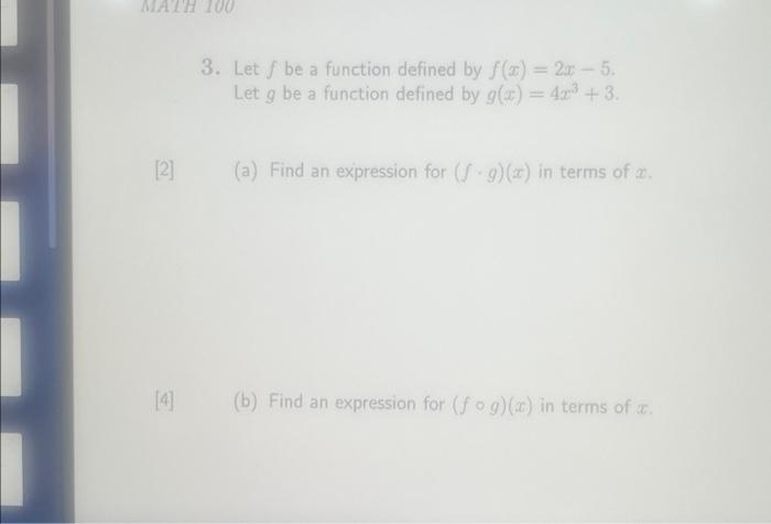 Solved 3. Let f be a function defined by f(x)=2x−5. Let g be | Chegg.com