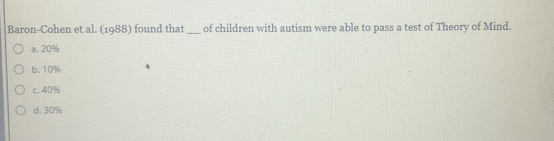 Solved Baron-Cohen et al. (1988) ﻿found that q, ﻿of children | Chegg.com