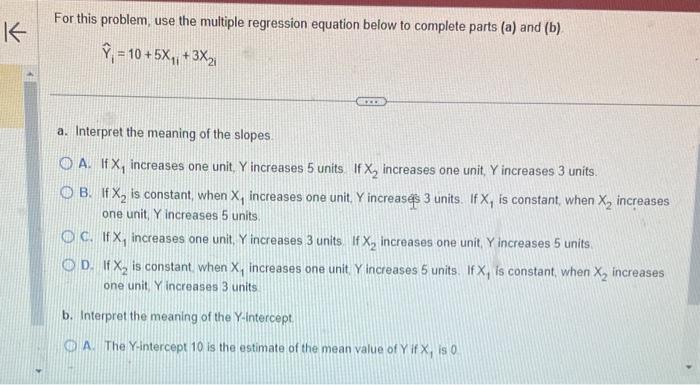 Solved For this problem, use the multiple regression | Chegg.com