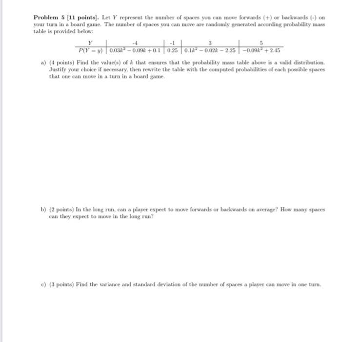 Solved Problem 5 [11 points]. Let Y represent the number of | Chegg.com