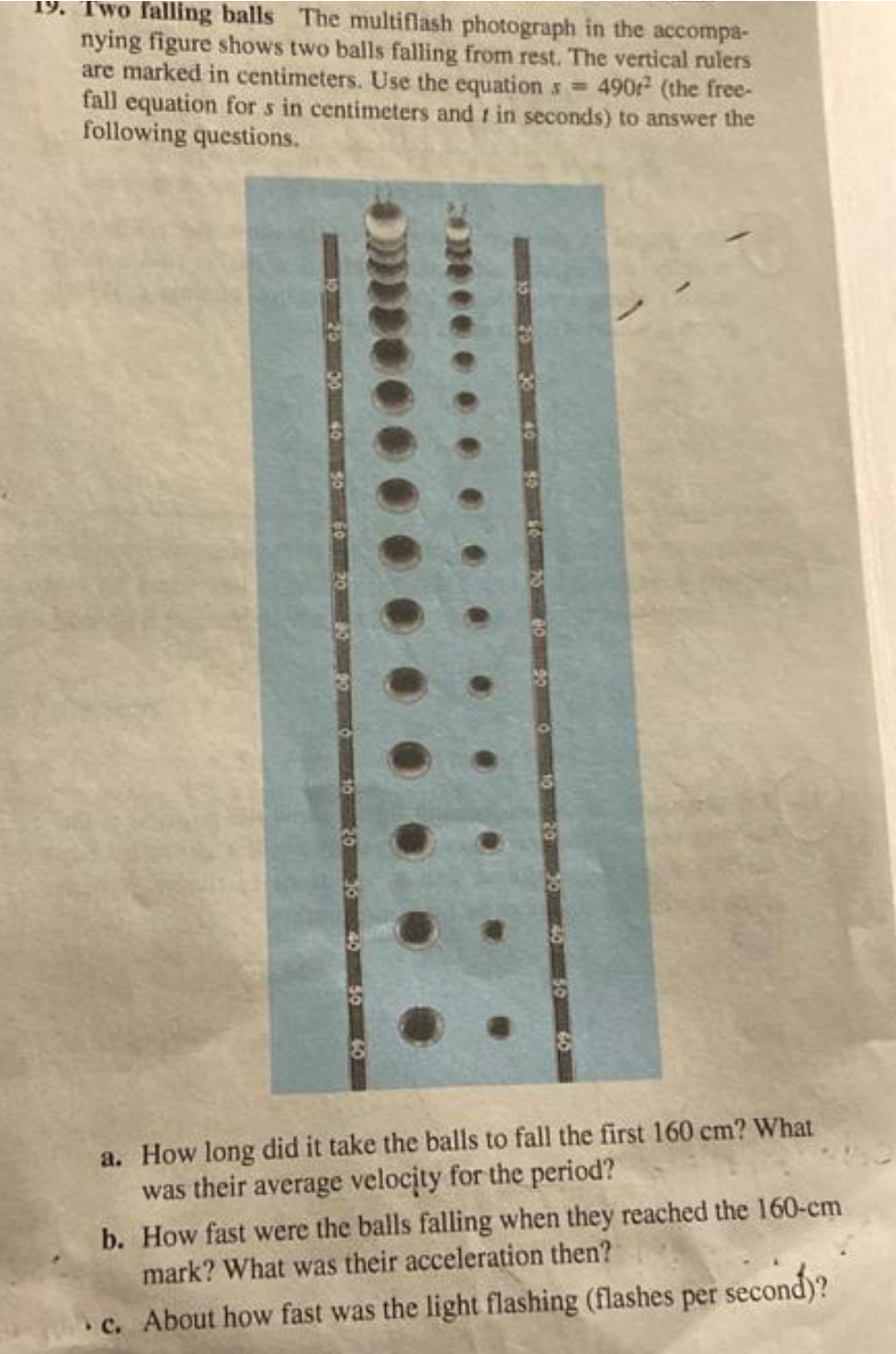Solved Two falling balls The multiflash photograph in the | Chegg.com