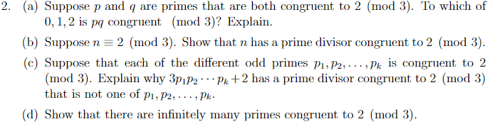 Solved (a) ﻿Suppose p ﻿and q ﻿are primes that are both | Chegg.com