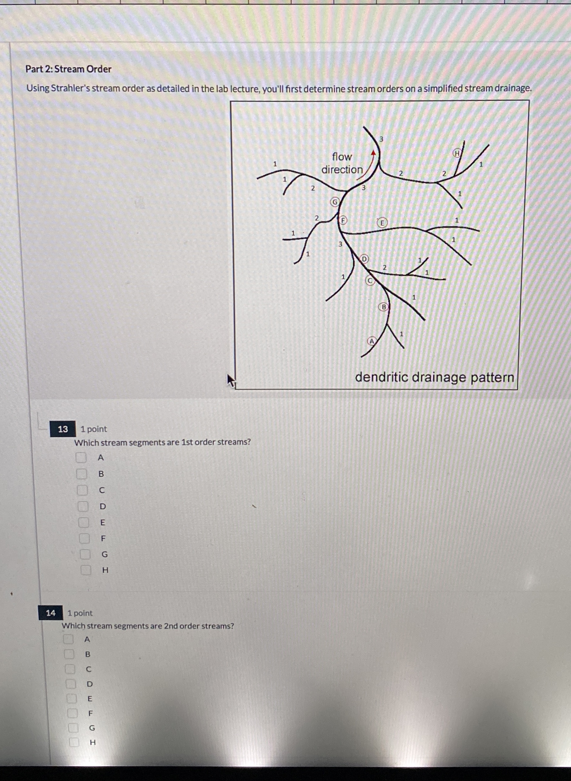 Solved Part 2: Stream OrderUsing Strahler's stream order as | Chegg.com