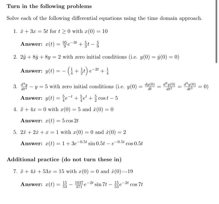 Solved Turn in the following problems Solve each of the | Chegg.com
