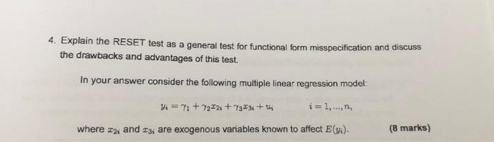 Solved 4. Explain the RESET test as a general test for | Chegg.com