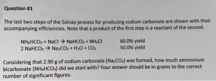 Solved Question #1 The last two steps of the Solvay process | Chegg.com