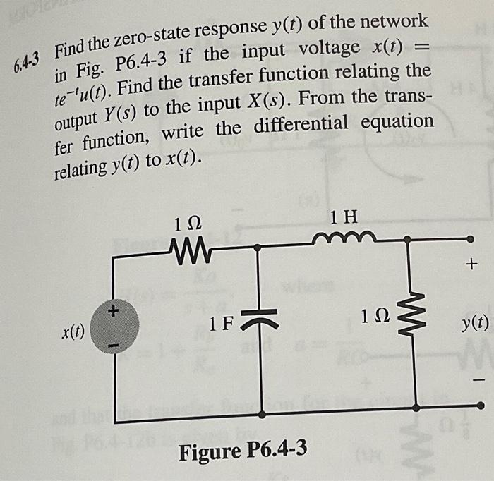 Solved 6,43 Find the zero-state response y(t) of the network | Chegg.com