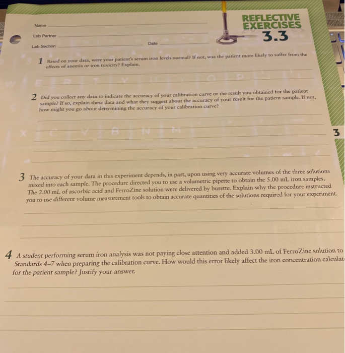 Name REFLECTIVE EXERCISES 3.3 Lab Partner Date Lab | Chegg.com