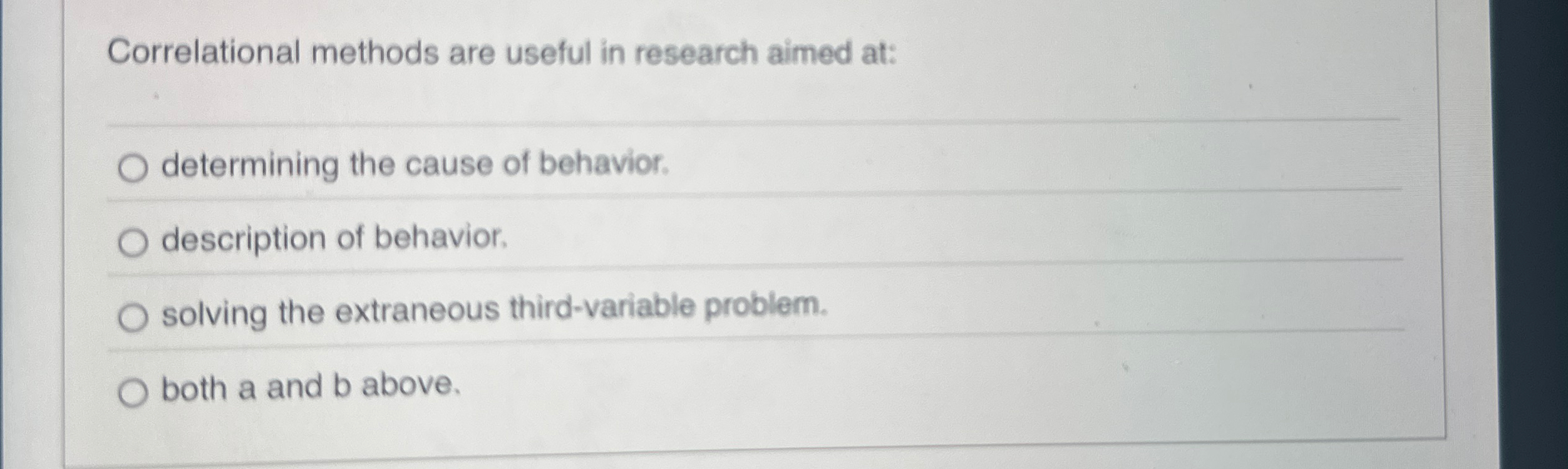 Solved Correlational methods are useful in research aimed | Chegg.com