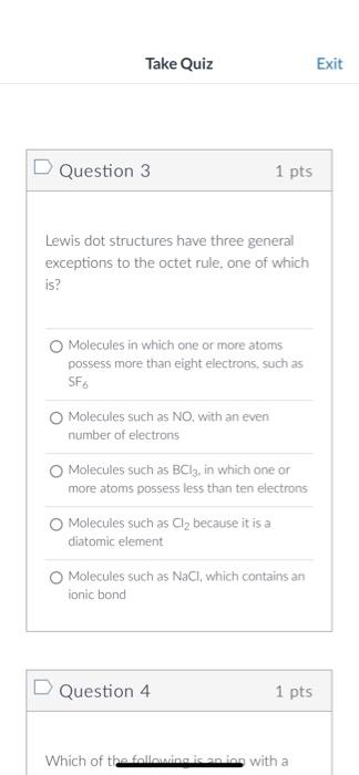 Solved Lewis dot structures have three general exceptions to | Chegg.com
