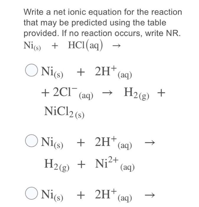 Solved Write a net ionic equation for the reaction that may | Chegg.com