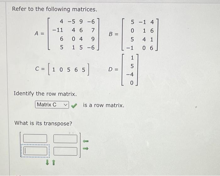 Solved Refer to the following matrices. | Chegg.com