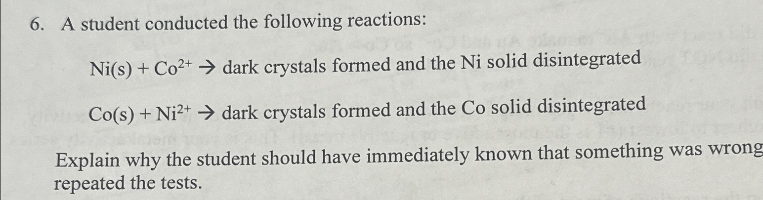 Solved A student conducted the following | Chegg.com