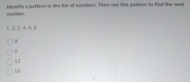 Solved Identify a pattern in the list of numbers. Then use | Chegg.com