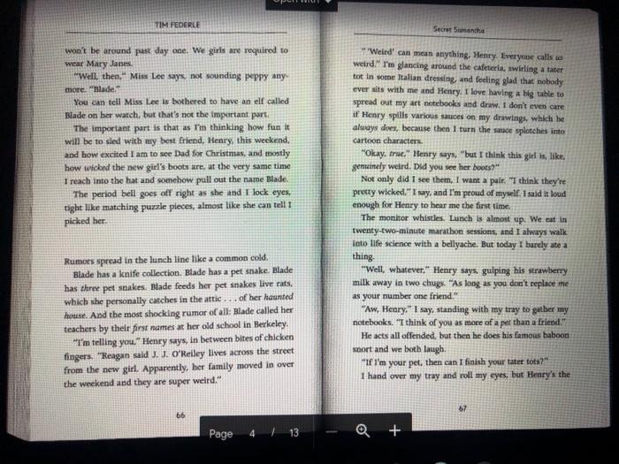 i have to read short story Secret Samantha by Tim | Chegg.com