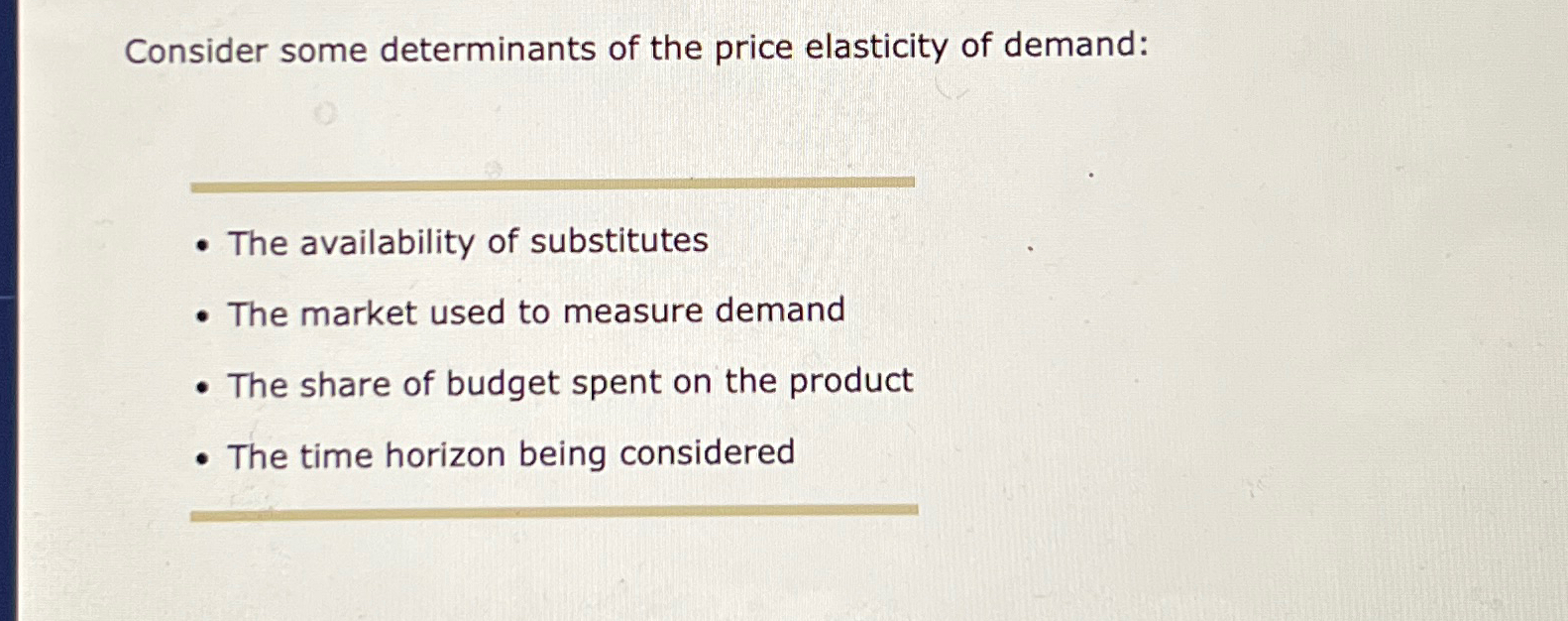Solved Consider some determinants of the price elasticity of | Chegg.com