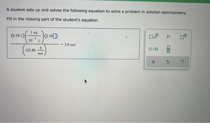 Solved A student sets up and solves the following equation | Chegg.com