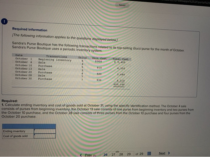 Solved webapps%252Fportar%25 Saved Required information [The | Chegg.com