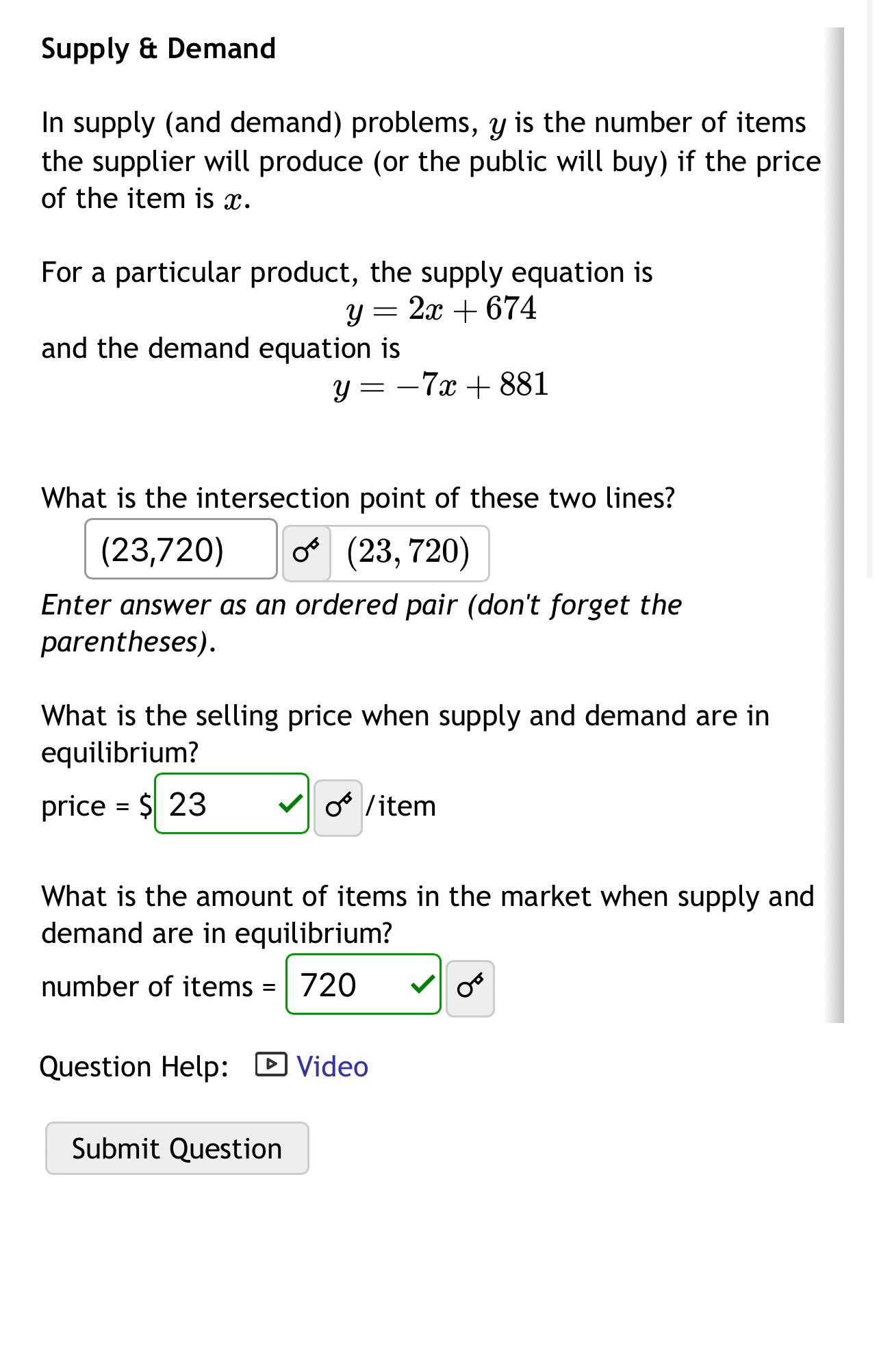 Solved Supply & DemandIn supply (and demand) ﻿problems, y | Chegg.com