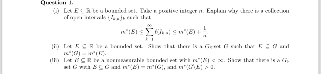 Question 1.(i) ﻿Let EsubeR be a bounded set. Take a | Chegg.com