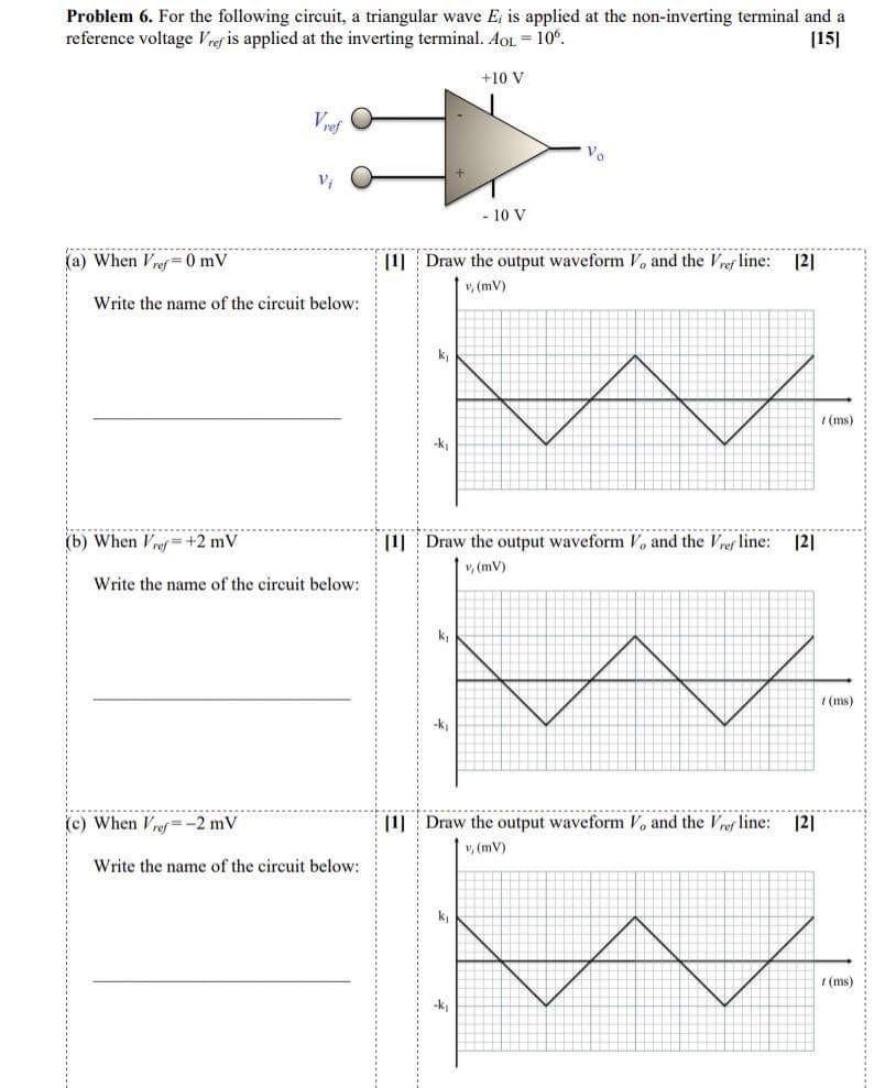 Solved Problem 6. For the following circuit, a triangular | Chegg.com