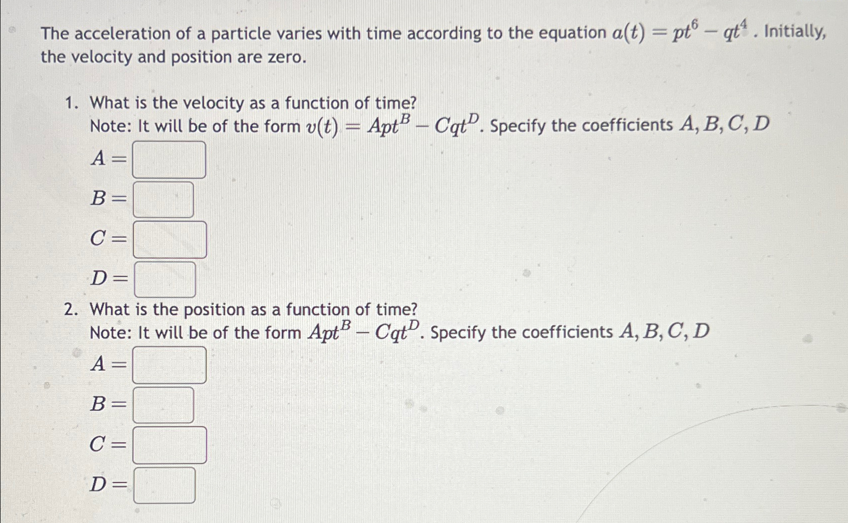 Solved The acceleration of a particle varies with time | Chegg.com