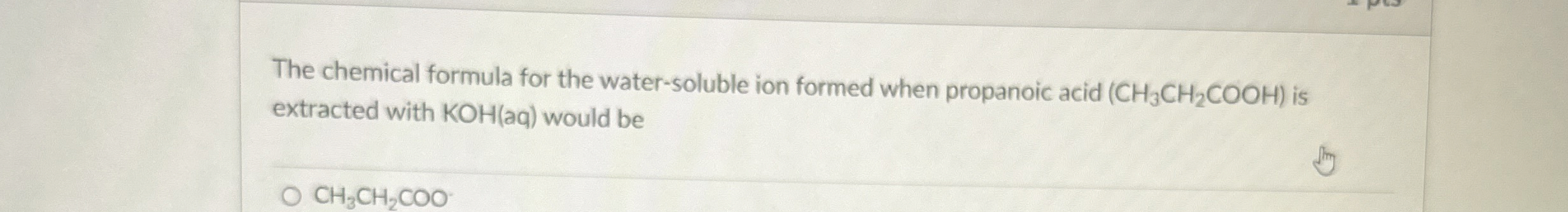 Solved The chemical formula for the water-soluble ion formed | Chegg.com