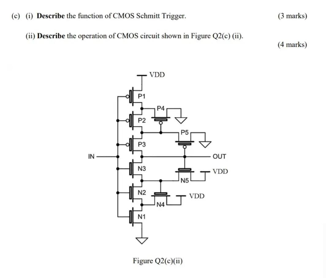 (c) (i) Describe the function of CMOS Schmitt | Chegg.com
