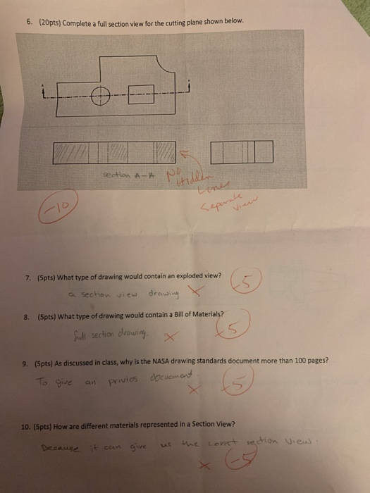 Solved 6. (20pts) Complete a full section view for the | Chegg.com