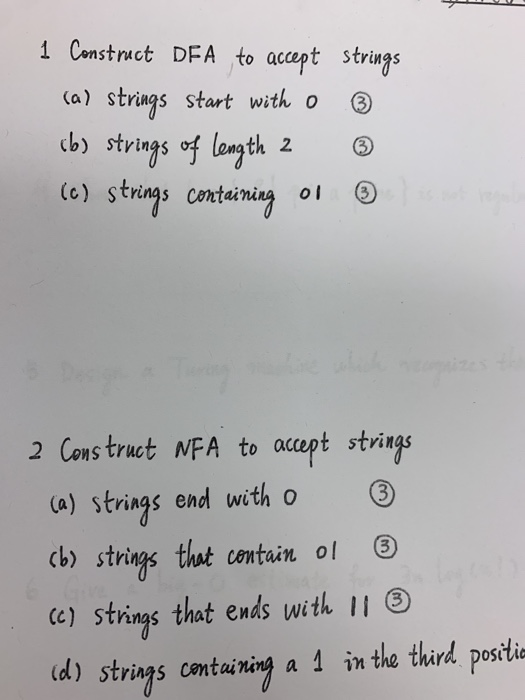 Solved 1 Construct DEA to accept strings (a) strings start | Chegg.com
