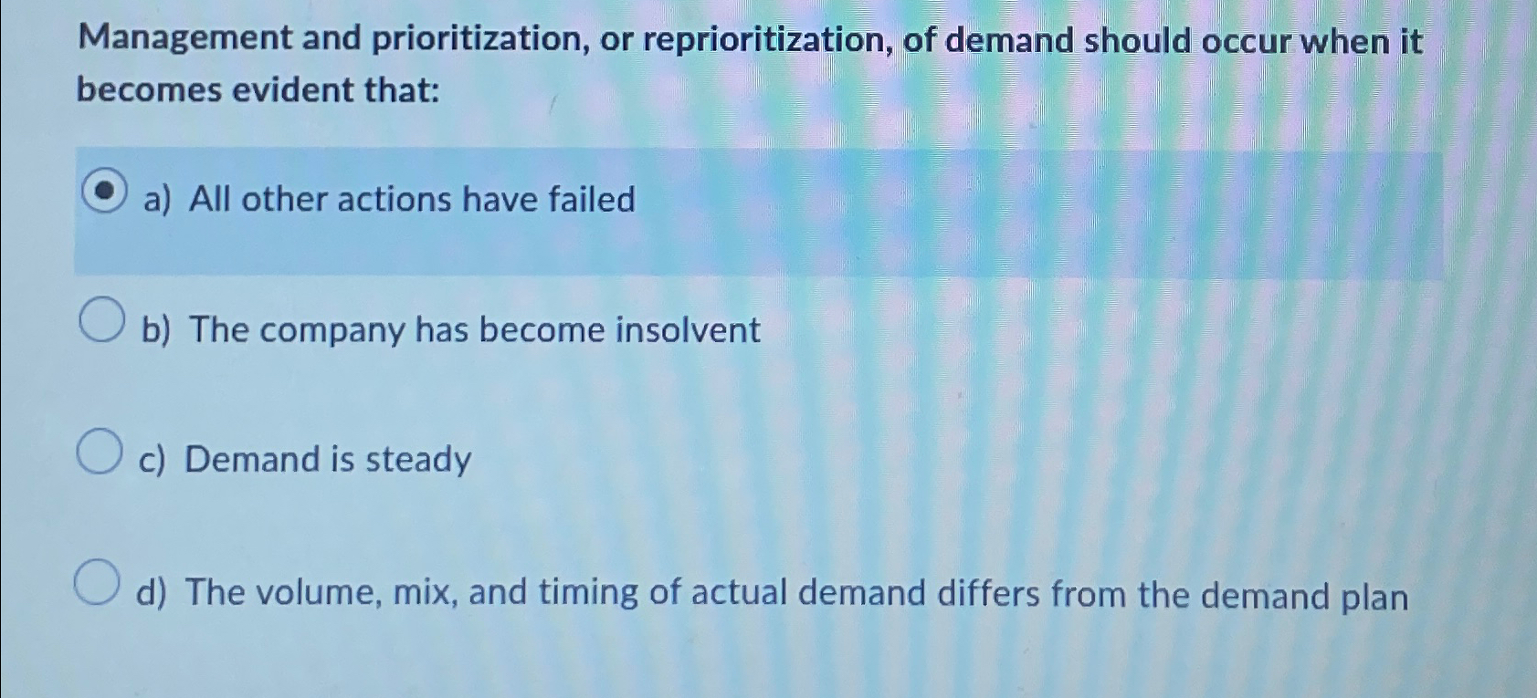Solved Management and prioritization, or reprioritization, | Chegg.com